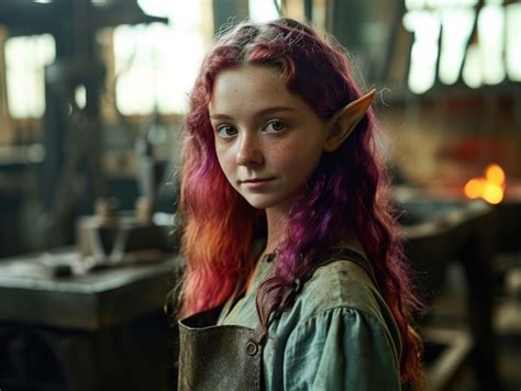 Premium Ai Image A Girl With Red Hair And Elf Ears