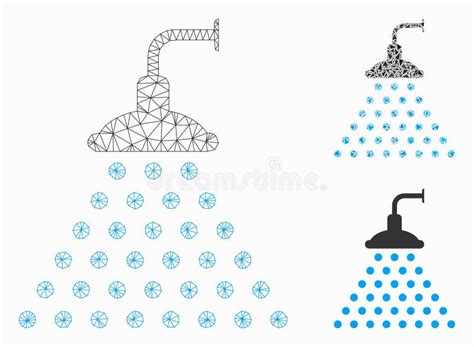 Shower Vector Mesh Network Model And Triangle Mosaic Icon Stock Vector Illustration Of