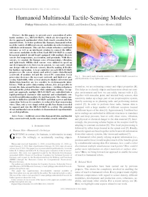 Pdf Humanoid Multimodal Tactile Sensing Modules