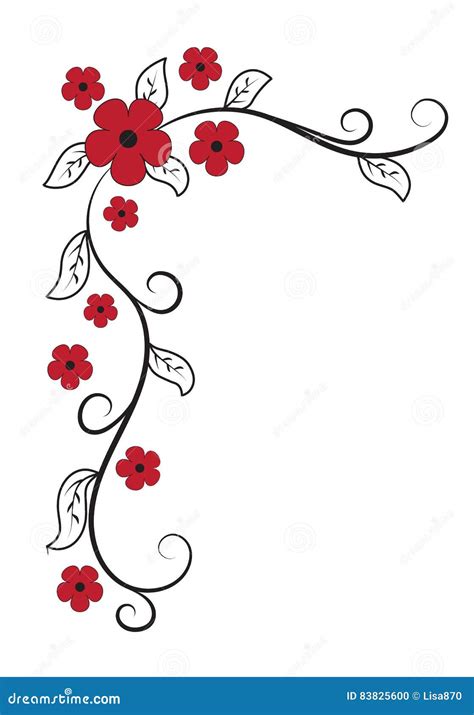 Composição De Canto Com Flores Vermelhas Ilustração Stock Ilustração