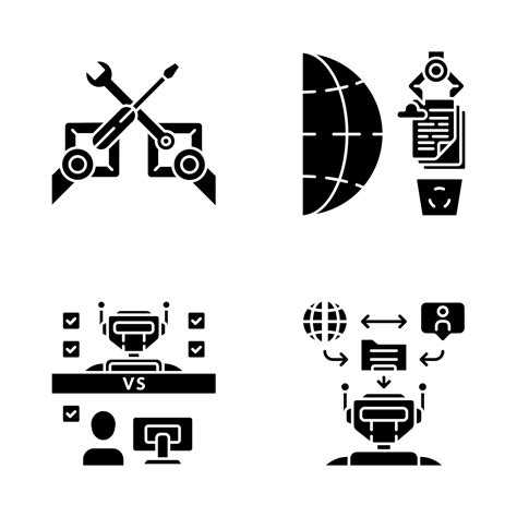 Rpa Glyph Icons Set Clerical Process Automation Technology Benefits