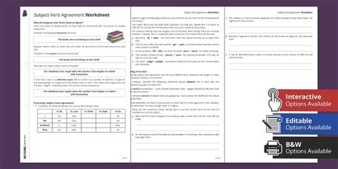 Subject Verb Agreement Worksheet Beyond Secondary English