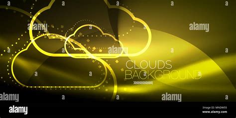 Vector Cloud Computing Storage Concept Vector Yellow Cloud Computing Storage Concept Neon