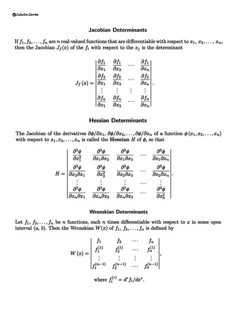 Applications Jacobian Hessian And Wronskian Determinants Facebook