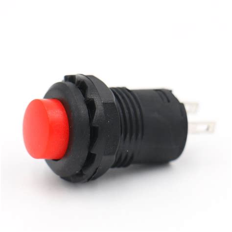 Latching Push Button Switch 12mm Mounting Round Red Button 125VAC 3A SPST Hacktronics