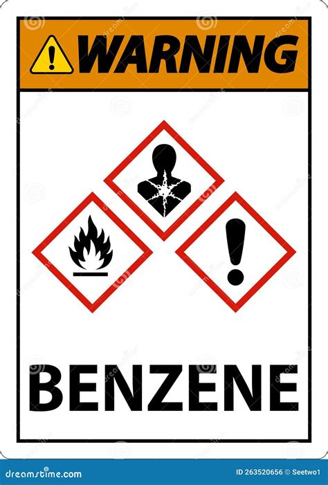 Warning Benzene Ghs Sign On White Background Vector Illustration 263520656