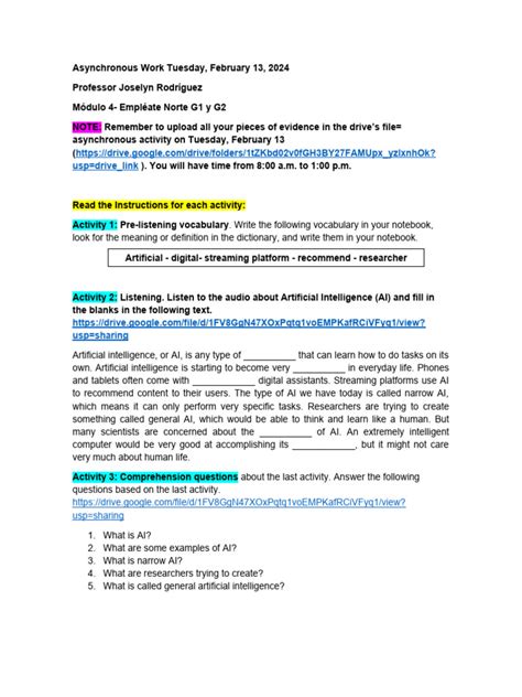 Asynchronous Work Feb 13 2024 Pdf Artificial Intelligence Intelligence Ai And Semantics