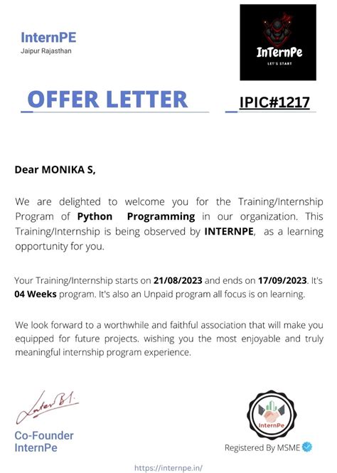 Monika S On Linkedin Internpe Internship Charges Only 150 Rs As A Registration Fee For 1