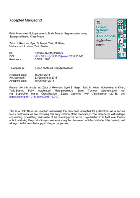 Pdf Fully Automated Multi Parametric Brain Tumour Segmentation Using