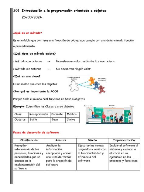 S01 IntroducciÓn A La Programacion Orientada A Objetos Pdf Objeto Informática Software