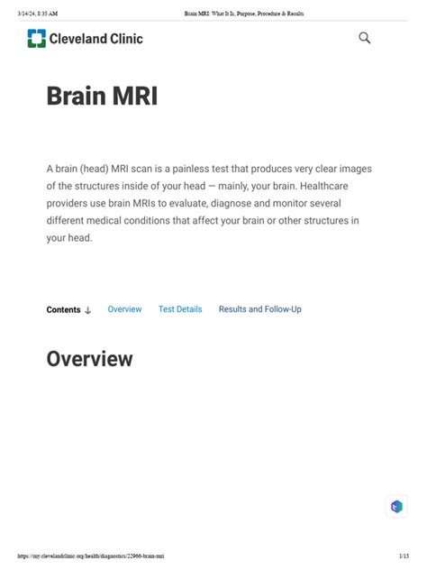 Brain Mri What It Is Purpose Procedure And Results Pdf Magnetic Resonance Imaging Medical