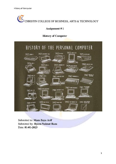 History Of Computer Assignment Mam Zoya Christin College Of