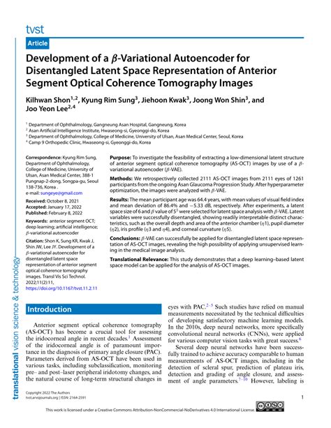 Pdf Development Of A β Variational Autoencoder For Disentangled Latent Space Representation Of