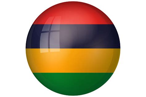 모리셔스의 국기 공식 색상의 모리셔스 국가 상징 템플릿 아이콘입니다 추상 벡터 배경입니다 둥근 유리 라이트 볼 3d 큰 거품