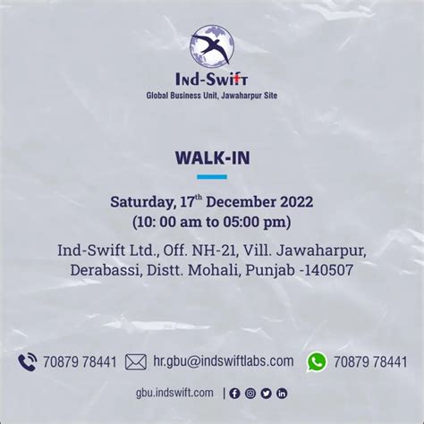 Ind Swift Ltd Walk Ins On 17th Dec 2022 For Quality Control Production Packing
