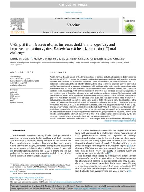 Pdf U Omp19 From Brucella Abortus Increases Dmlt Immunogenicity And Improves Protection