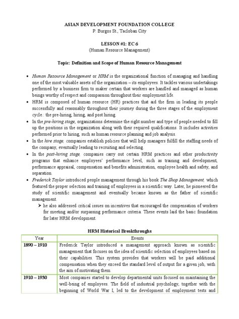 1 Definition And Scope Of Hrm Pdf Human Resource Management Human Resources