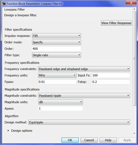 [simulink] basic low pass filter r matlab