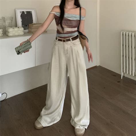 코디세트 꼬임 스트랩 오프숄더 패턴 슬리브리스 캐주얼 핀턱 와이드 팬츠 세트 2k110501e