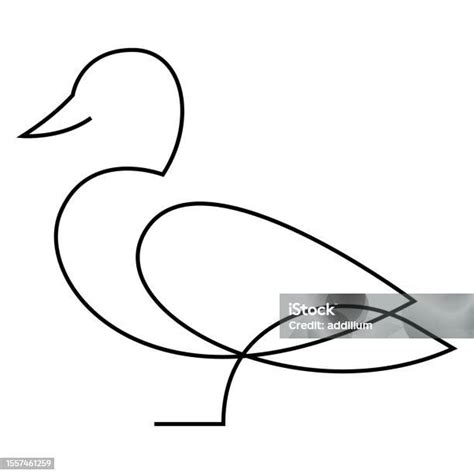 원라인 오리 디자인 실루엣 손으로 그린 미니멀리즘 스타일의 벡터 그림 오리 물새에 대한 스톡 벡터 아트 및 기타 이미지 오리 물새 로고 선 Istock