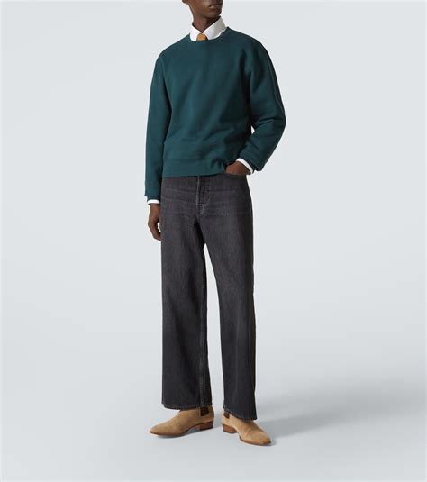 블루 Cassandre 코튼 플리스 스웨트셔츠 Saint Laurent Mytheresa