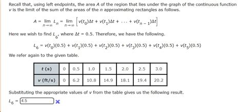 Recall That Using Left Endpoints The Area A Of The Region That Lies