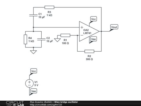 Wien Bridge Oscillator CircuitLab