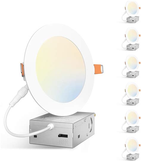 Amico 6 Pack 5 Inch 5cct Ultra Thin Led Canless Recessed Ceiling Light