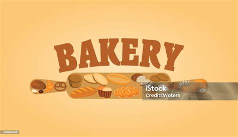 베이커리 회전 핀 및 빵 달콤한 롤빵 쿠키 크루아상 케이크 도넛 제품 포스터 디자인 컨셉 갈색에 대한 스톡 벡터 아트 및 기타 이미지 Istock