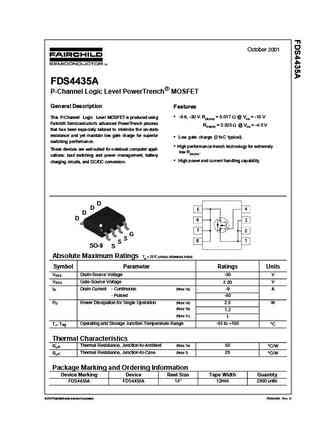 4435 Datasheet Mosfet P Ch 30v 8a Full Specification With Pinout