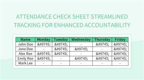 Enhanced Accountability Through Streamlined Attendance Tracking Sheet