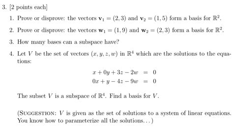 solved [2 points each] 1 prove or disprove the vectors