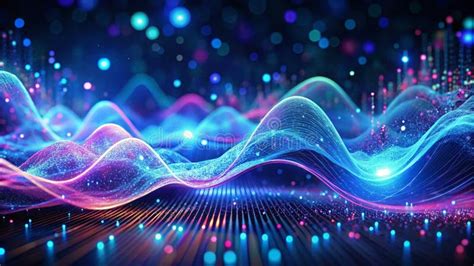 Dynamic Blue Wave Background Illustrates Data Flow Big Data Visualization And Musical Wave
