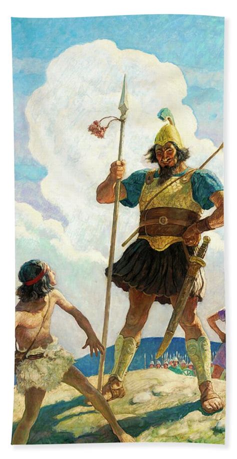David And Goliath Beach Sheet By Newell Convers Wyeth Pixels