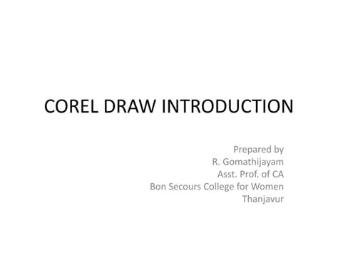 Corel Draw Introduction Pptx