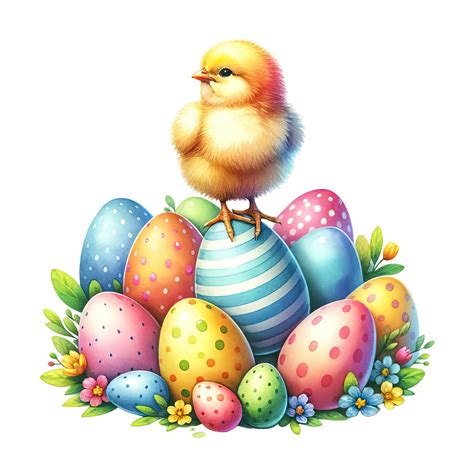 Watercolor Easter Chick Clipart Cute Easter Chick Chick With Flowers