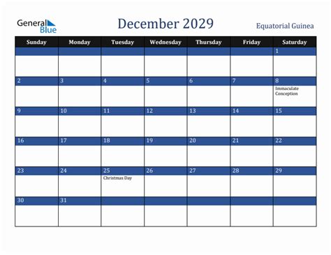 December 2029 Equatorial Guinea Holiday Calendar