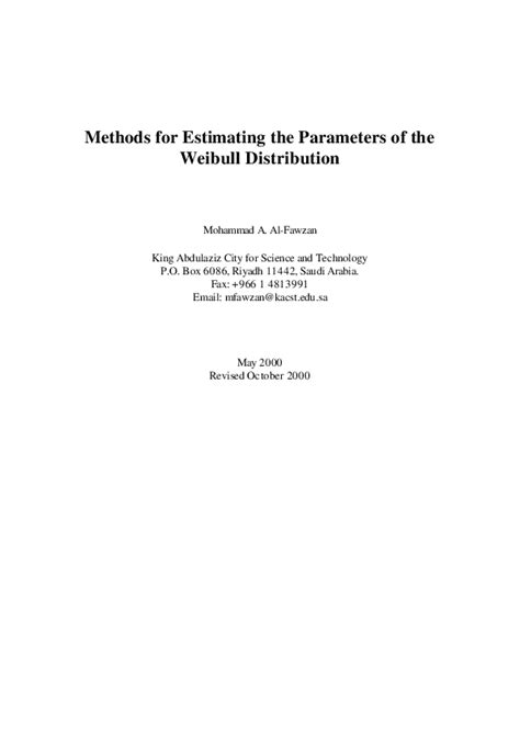pdf methods for estimating the parameters of the weibull distribution