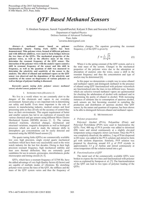 Pdf Qtf Based Methanol Sensor