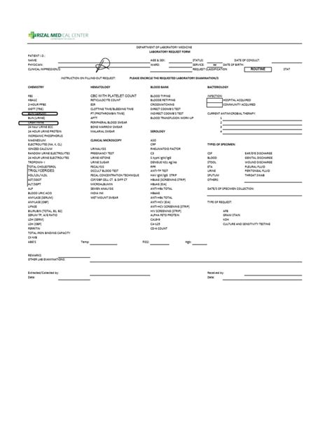Laboratory Request Pdf