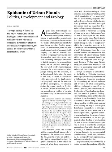 PDF Epidemic Of Urban Floods Politics Development And Ecology