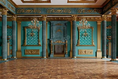 The Ballroom And Restaurant In Classic Style 3d Render Stock