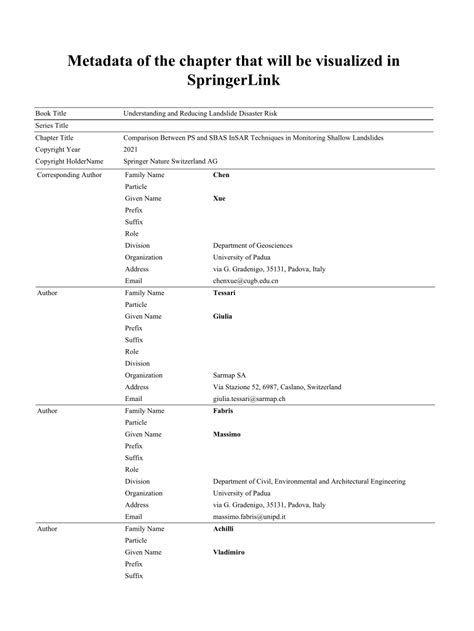 Pdf Comparison Between Ps And Sbas Insar Techniques In Monitoring Shallow Landslides