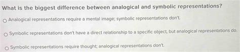 Solved What Is The Biggest Difference Between Analogical And Symbolic Solved What Is The Biggest Difference Between Analogical And Symbolic