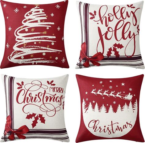 Caremee Christmas Pillow Covers 18x18 Set Of 4 For