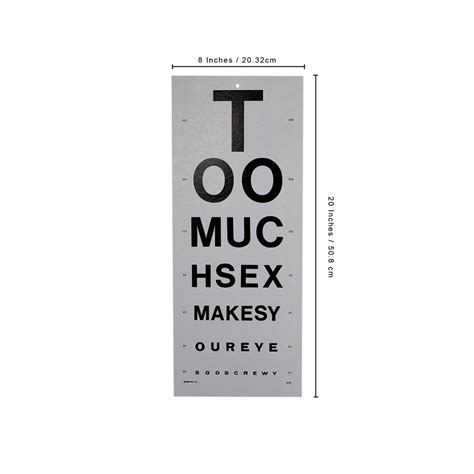 Funny Too Much Sex Eye Chart Sign Vision Poster Man Cave Home Bar Wall