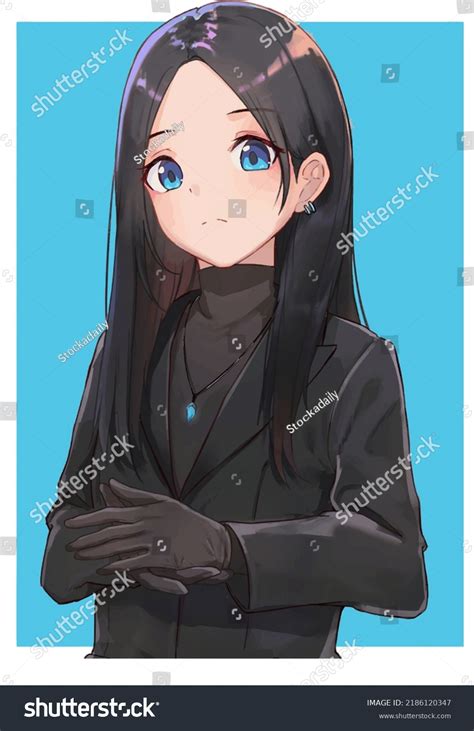 Anime Girl Black Outfit Illustration Stock Vector Royalty Free