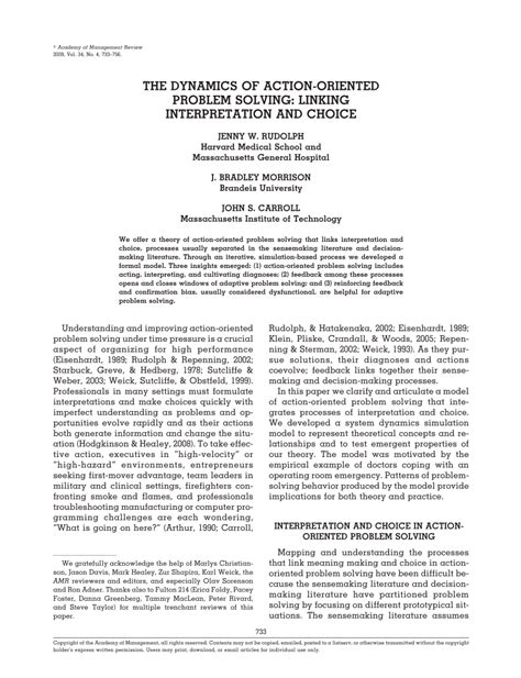 Pdf The Dynamics Of Action Oriented Problem Solving Linking