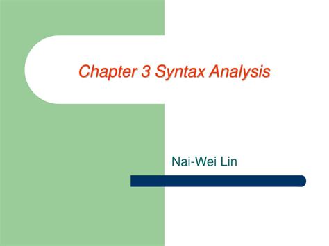 Ppt Chapter 3 Syntax Analysis Powerpoint Presentation Free Download