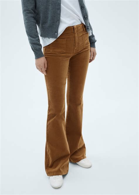 Flared Corduroy Jeans With Pockets Women Mango Kosovo